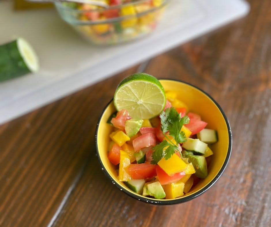 Raw Rainbow Salsa with Avocado for Blood Sugar